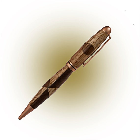 Walnut and Oak European Style Ballpoint Twist Pen by clarkraft