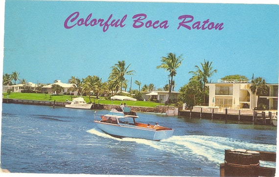 Vintage Florida Postcard Boca Raton Intracoastal Waterway