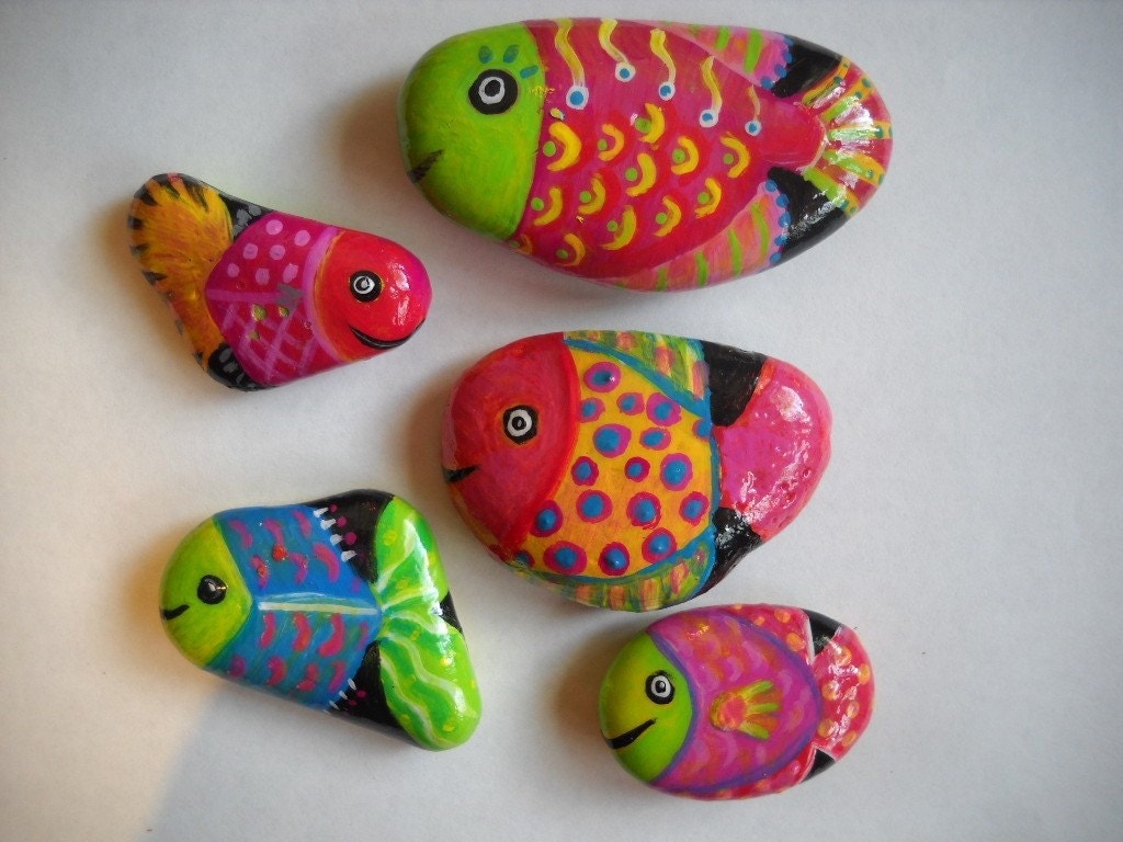 SOLD order for Hwngal 5 Painted Fish Rocks