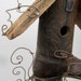 Montana Cowboy Boot Birdhouse With Barbed Wire Western