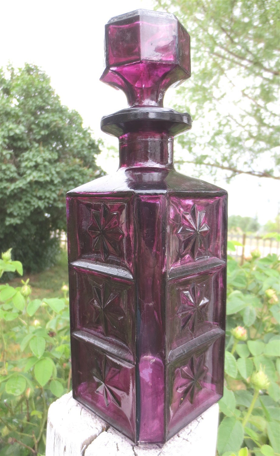 Vintage 1960's-1970's Purple Glass Liquor Bottle by delilahsdeluxe