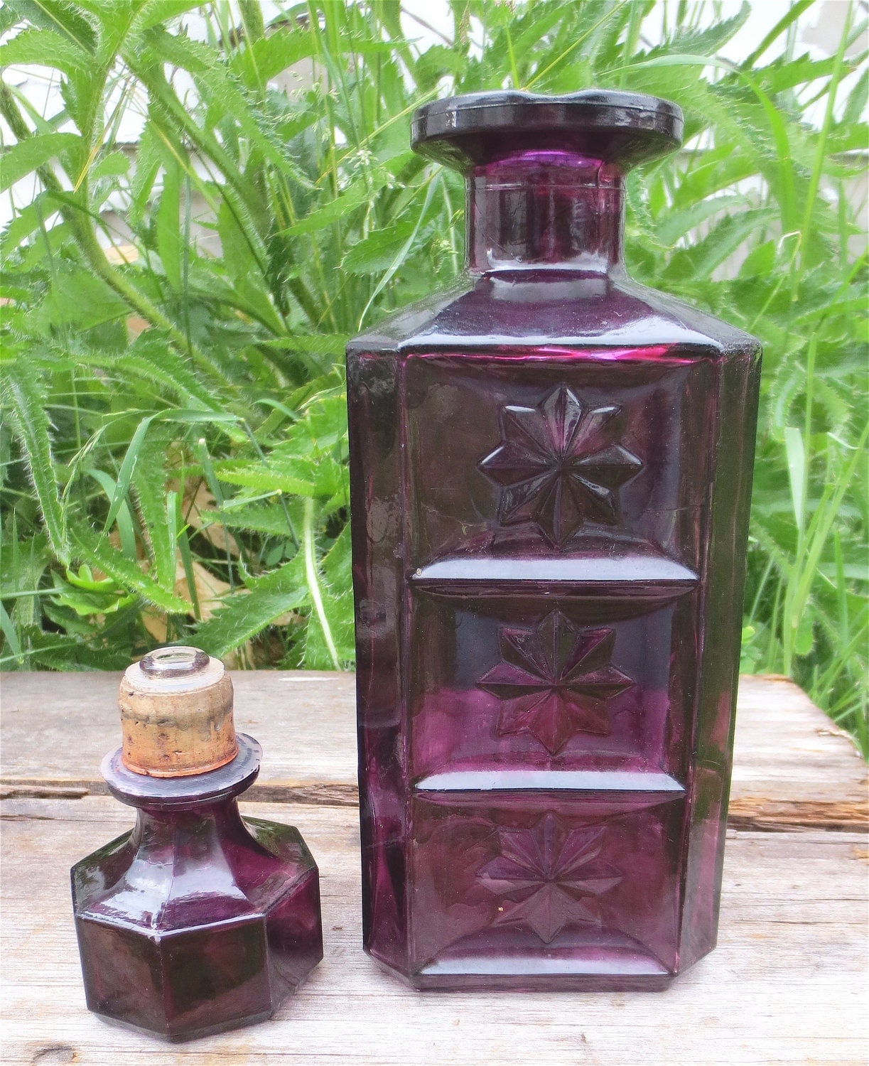 Vintage 1960's-1970's Purple Glass Liquor Bottle