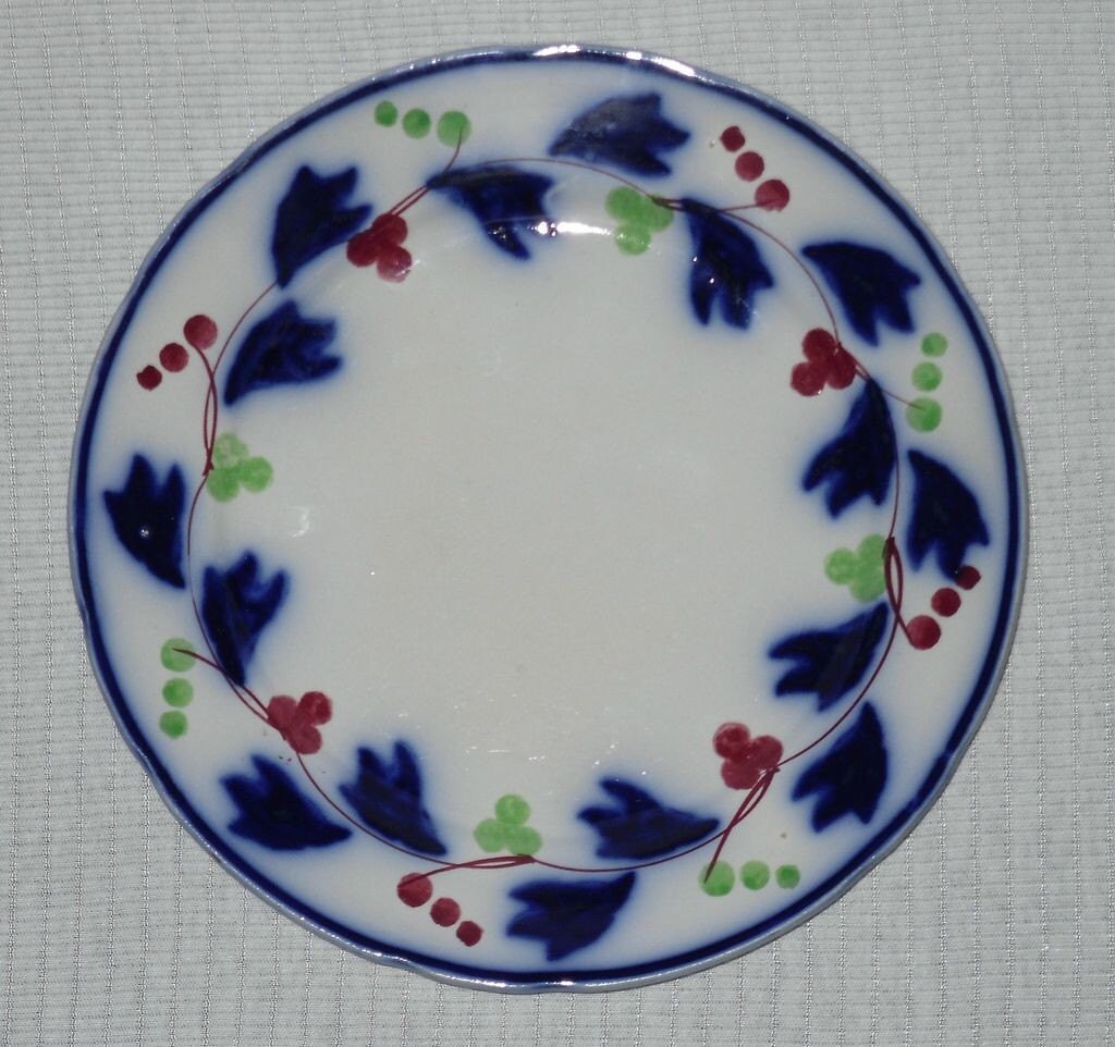 Antique William Adams And Co.Tunstall England Flow Blue Plate
