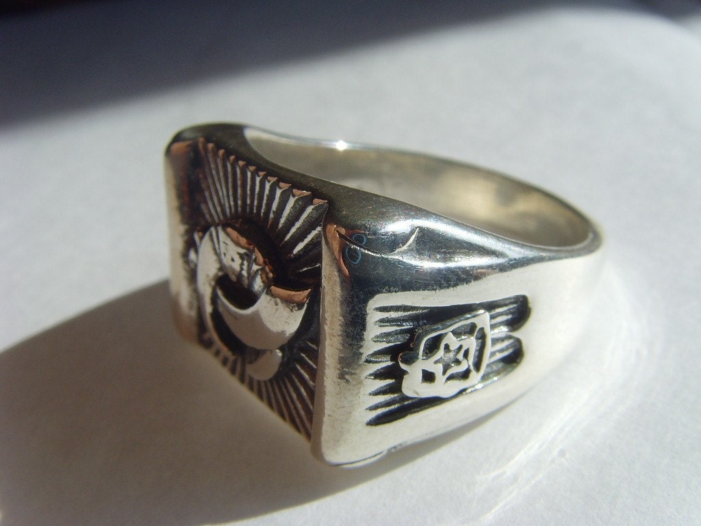 MASONIC MASON SHRINER camel ring solid silver sterling 925