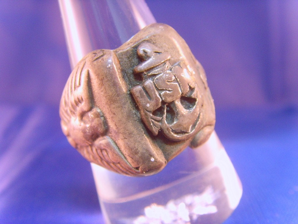 vintage WWII usa us navy MILITARY sterling silver ring