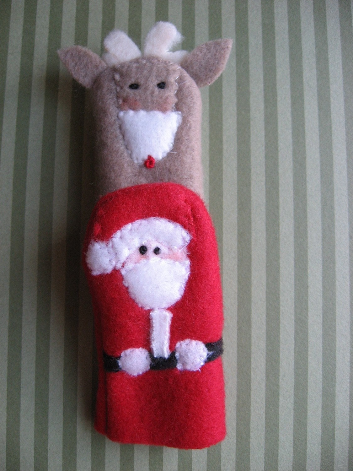 SANTA AND RUDOLPH Furry Fingers Finger Puppets by sweetmellyjane