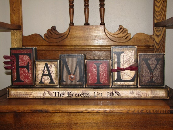 Customized Family Sign Word Blocks Word Art