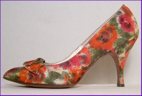 Vintage watercolor high heels shoes 7 orange by ForeverSexy