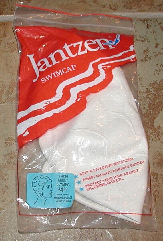 Vintage Jantzen White Logo Bathing Swim Cap In Original