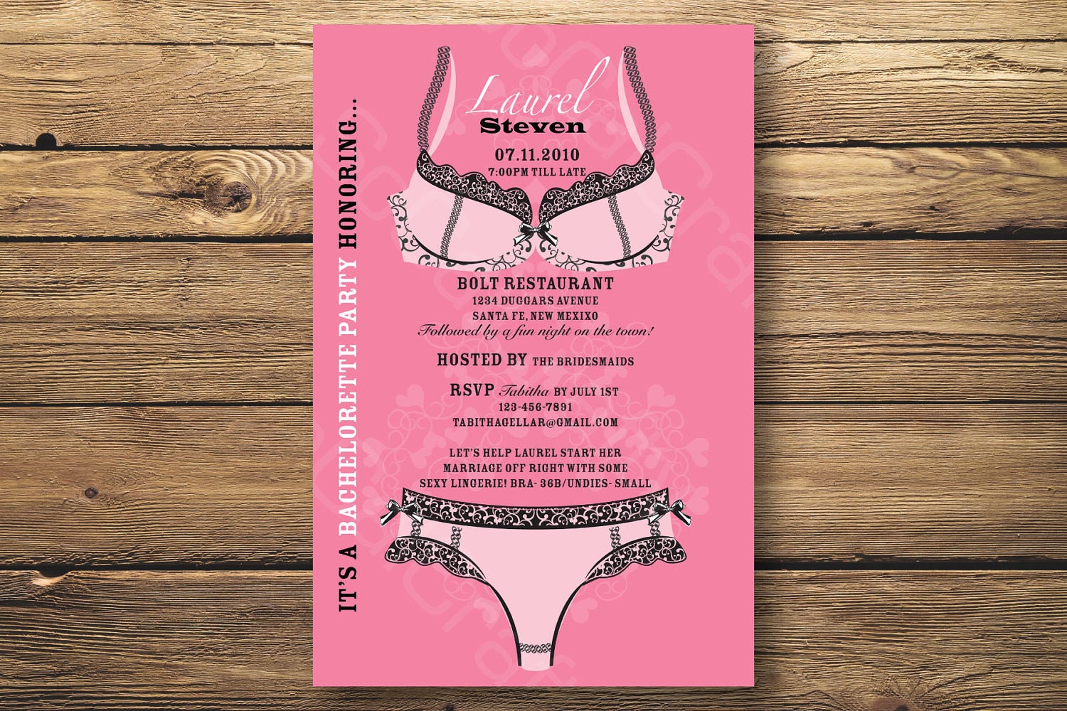 Items Similar To Pretty In Pink Lingerie Bachelorette Party Invitation