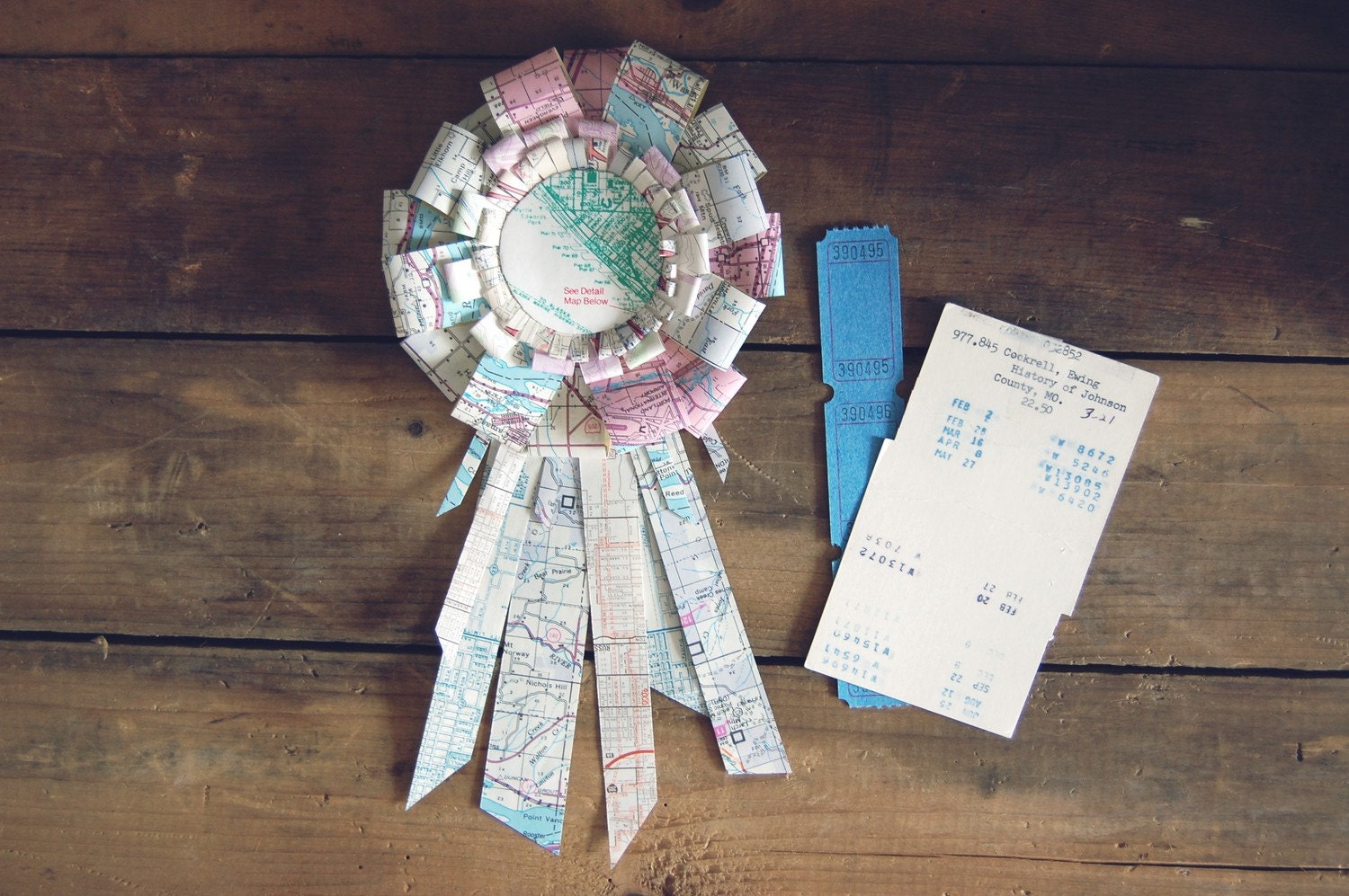 Recycled Map Prize Ribbon