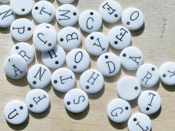 Alphabet Buttons set of 36 white buttons