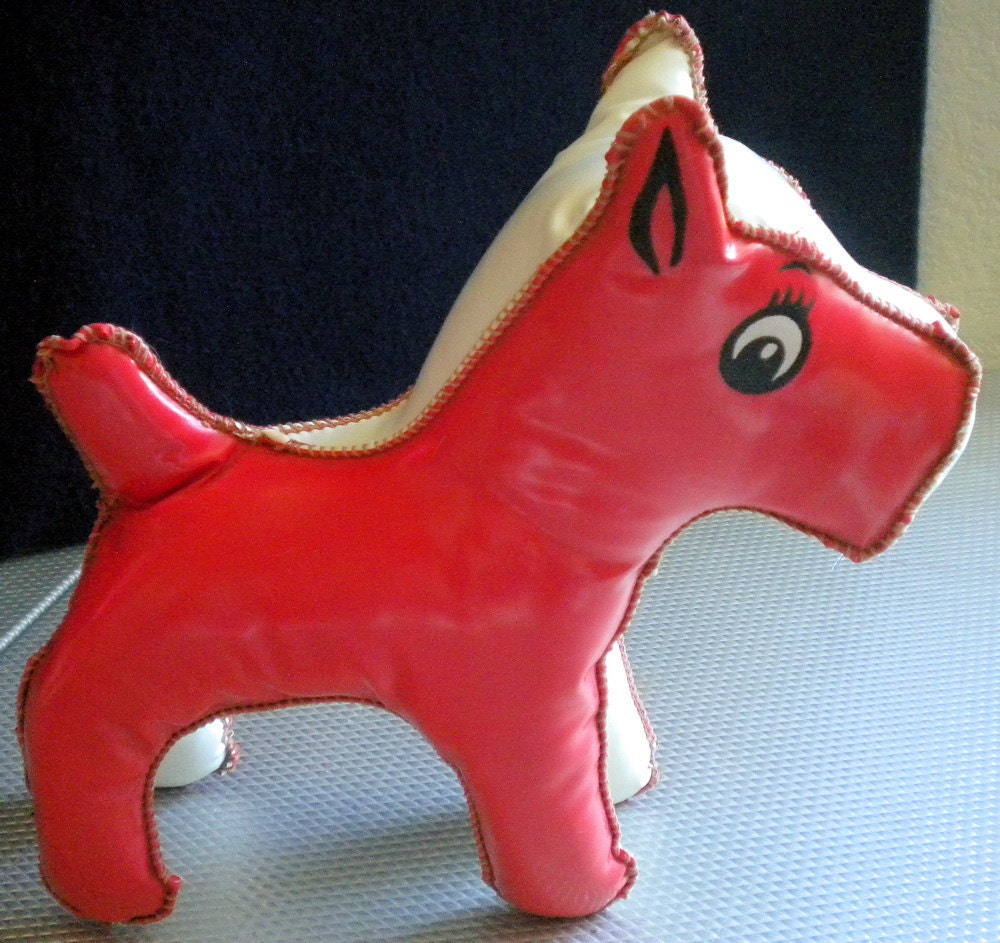 Vintage Vinyl Stuffed Scottie Scotty Dog Toy