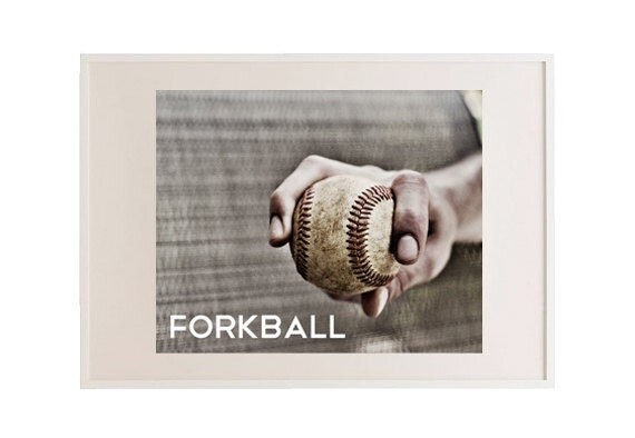 Forkball Pitch Black & White Photo Baseball pitches Boys Art