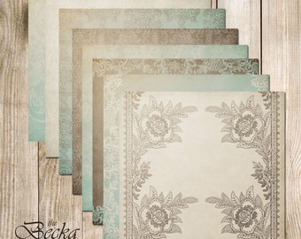 Teal Pretty Digital Scrapbook Paper Pack by KayleeBugDesign