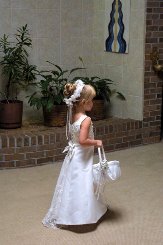 Miniature Bride Flower Girl Dress Floor Length Satin Custom