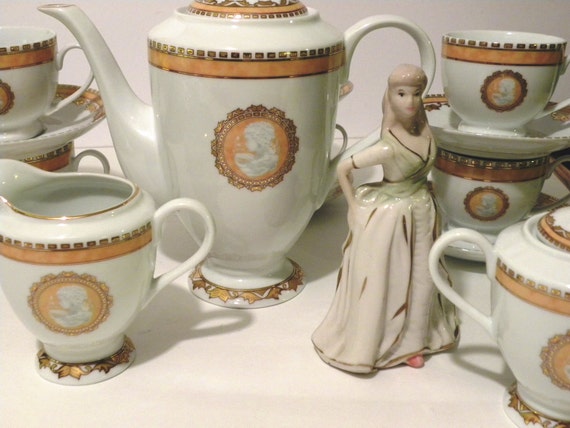 Vintage German Tea set Coffee Set Gold Gild T. Bavaria 15