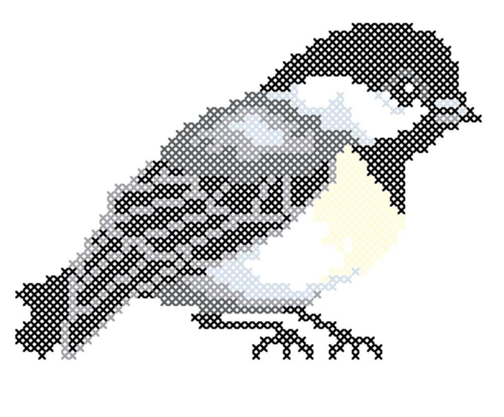 Chickadee counted cross-stitch chart