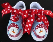 Items similar to Snowman Girl Canvas Lace Up Shoes on Etsy