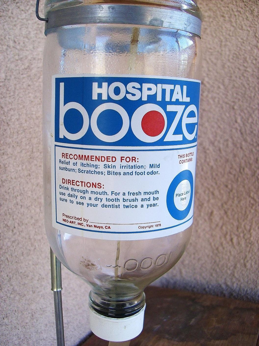 Vintage Hospital Booze IV Bottle-Gag Gift