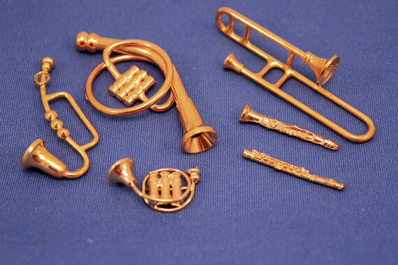 Miniature Musical Instruments Brass Horns Dollhouse Band