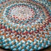 Vintage Wool Round Braided Rug in Aqua and Coral by mrsginther