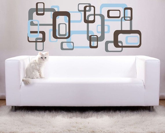 24 Large Retro Squares Vinyl Wall Decal by Vinyltastic on Etsy