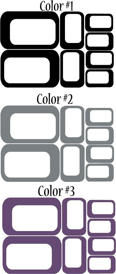 24 Large Retro Squares Vinyl Wall Decal