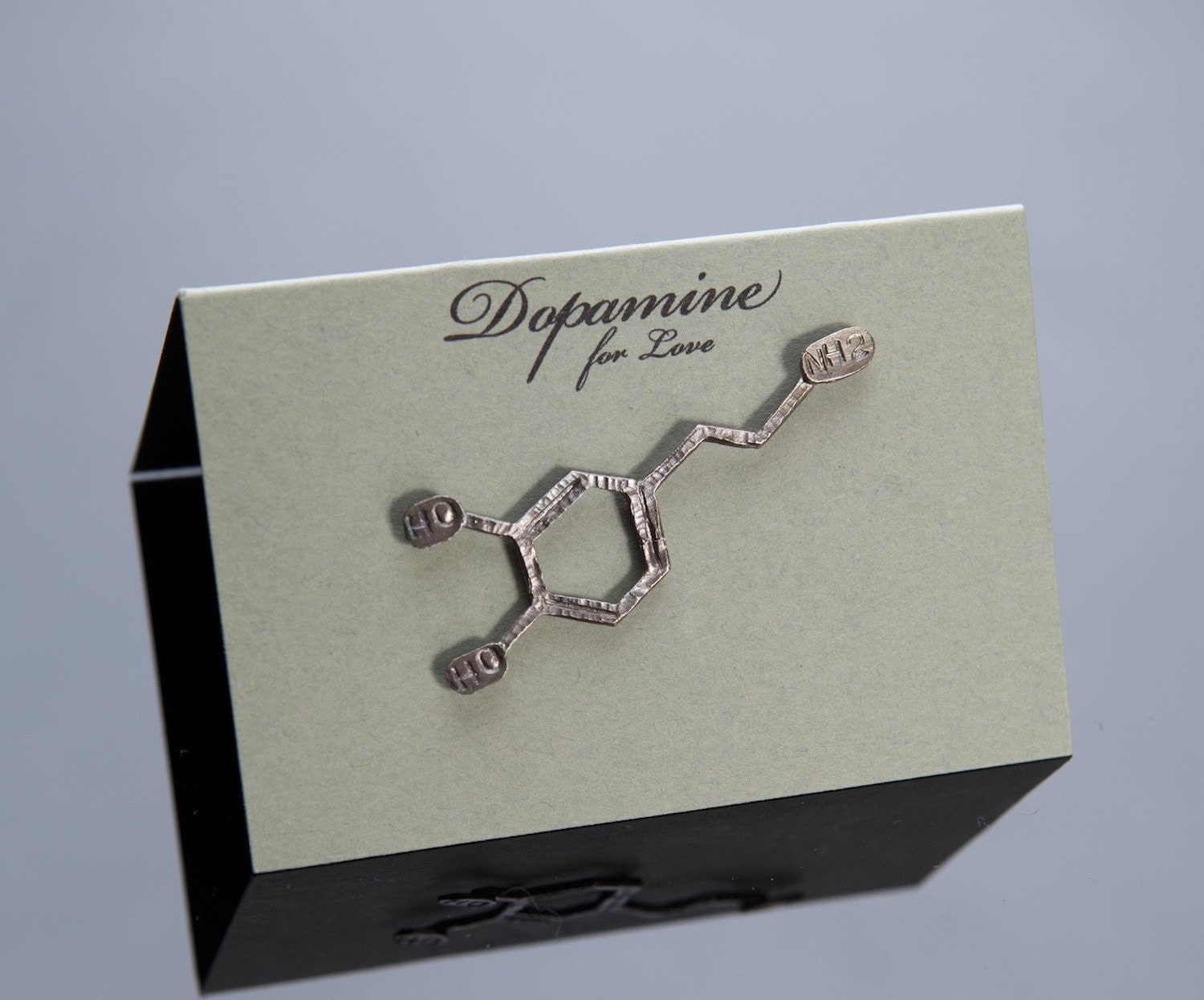 Dopamine Chemical Structure Pin in Sterling Silver