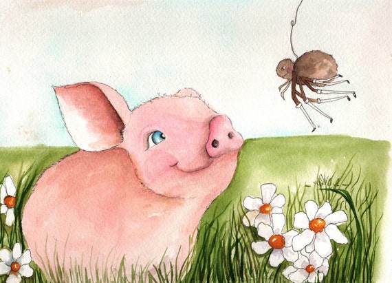 kids room art Charlottes Web Childrens Art Friendship