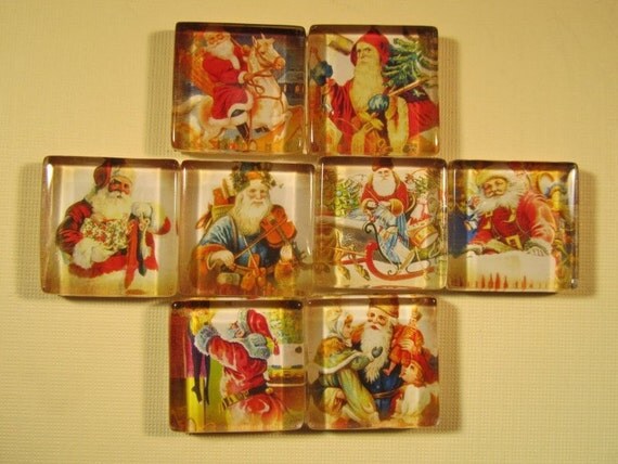 Items similar to Christmas Decorations Fridge Magnets, Set of 8 Holiday ...