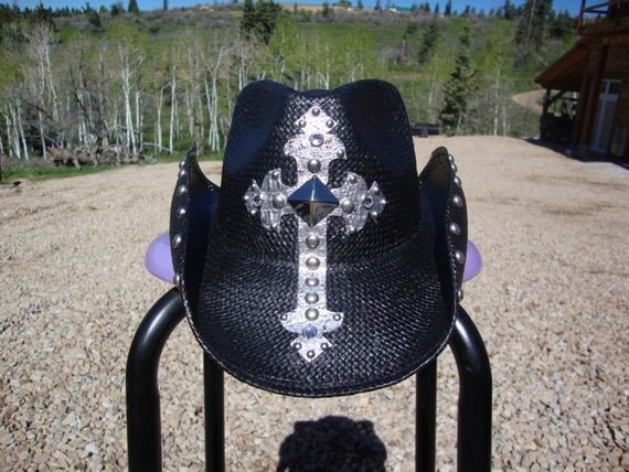 Handmade Custom Cowboy Hat Silver Royal Cross