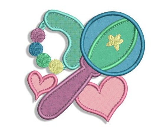 Baby Rattles Applique Machine Embroidery Designs