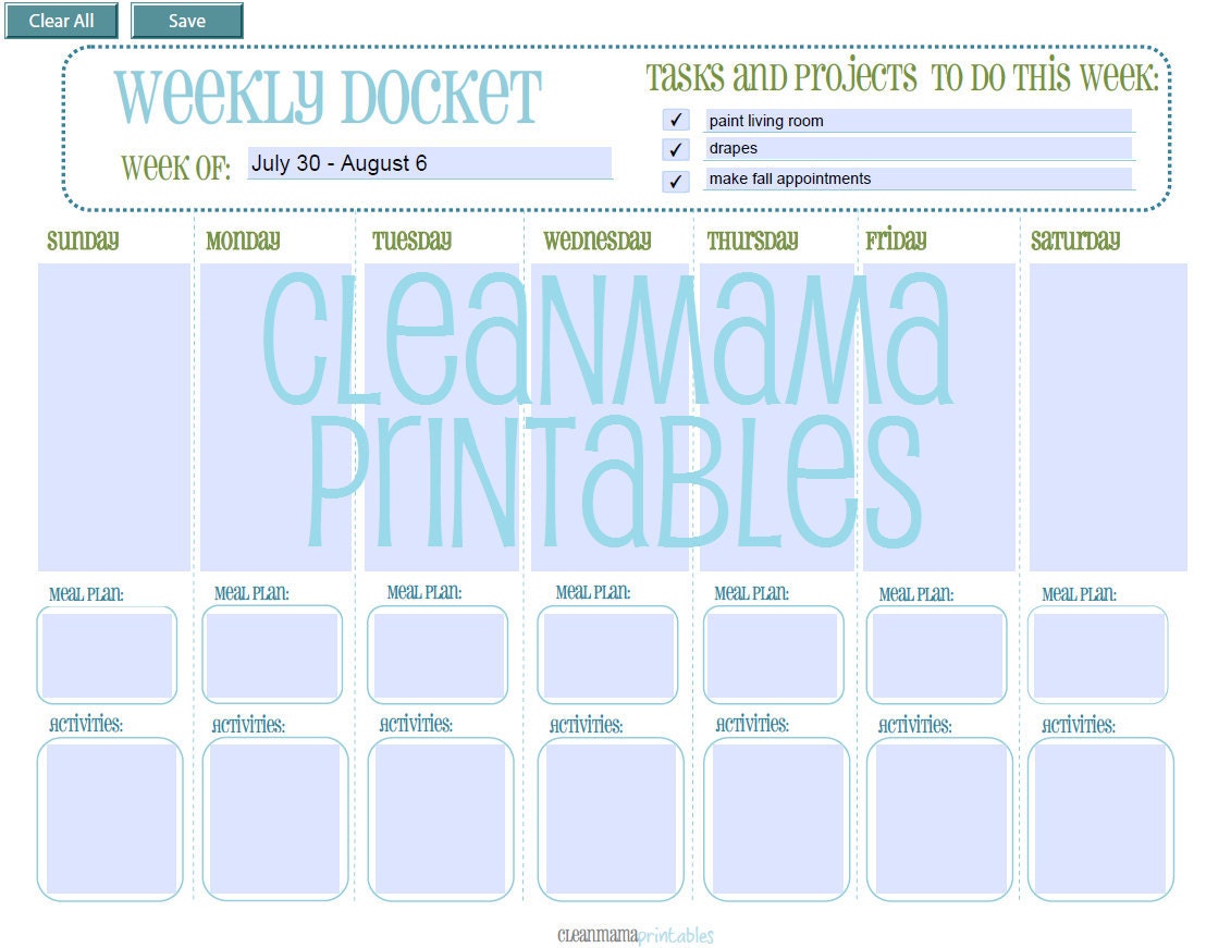 EDITABLE Weekly Docket