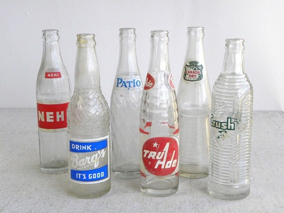 Vintage Soda Bottles Unique Patterns and Logos. 5 bucks ea.