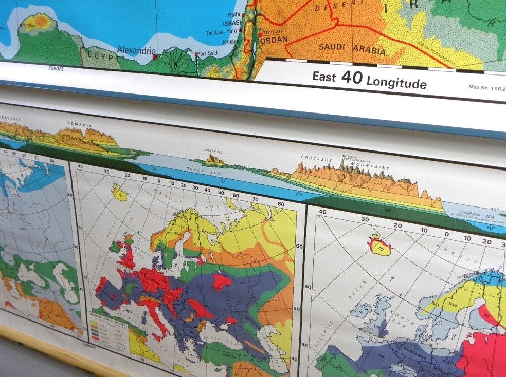 SALE Colorful Pull Down Map of Europe Classroom by CathodeBlue