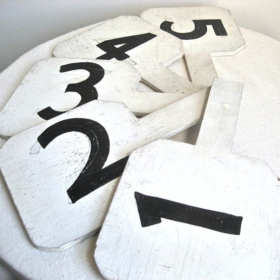 Hand Painted Wood Number Paddles by BarkingSandsVintage on Etsy