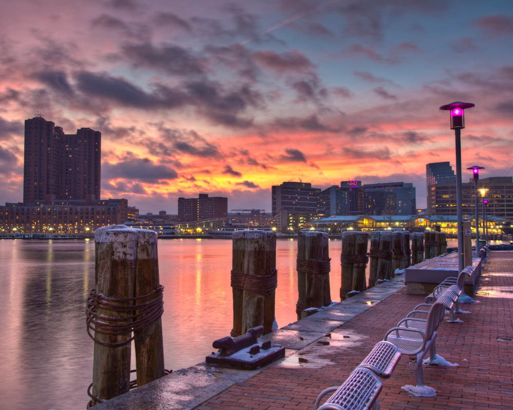 Baltimore Skyline Inner Harbor Sunset Fine Art Color