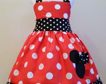 Minnie Mouse Dress Red And black And White Polka Dot Halter Dress 12M To 6Y