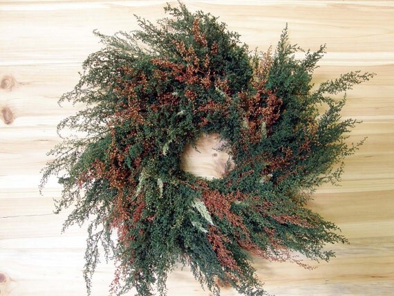 Items similar to RUSTIC Green and Rust colored Wreath - made with ...