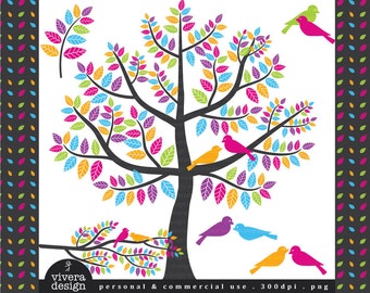 Love Birds in Purple Digital Clip Art by viveradesign on Etsy