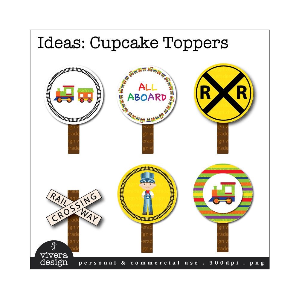 All Aboard the Party Train Clip Art in Blue and Red and