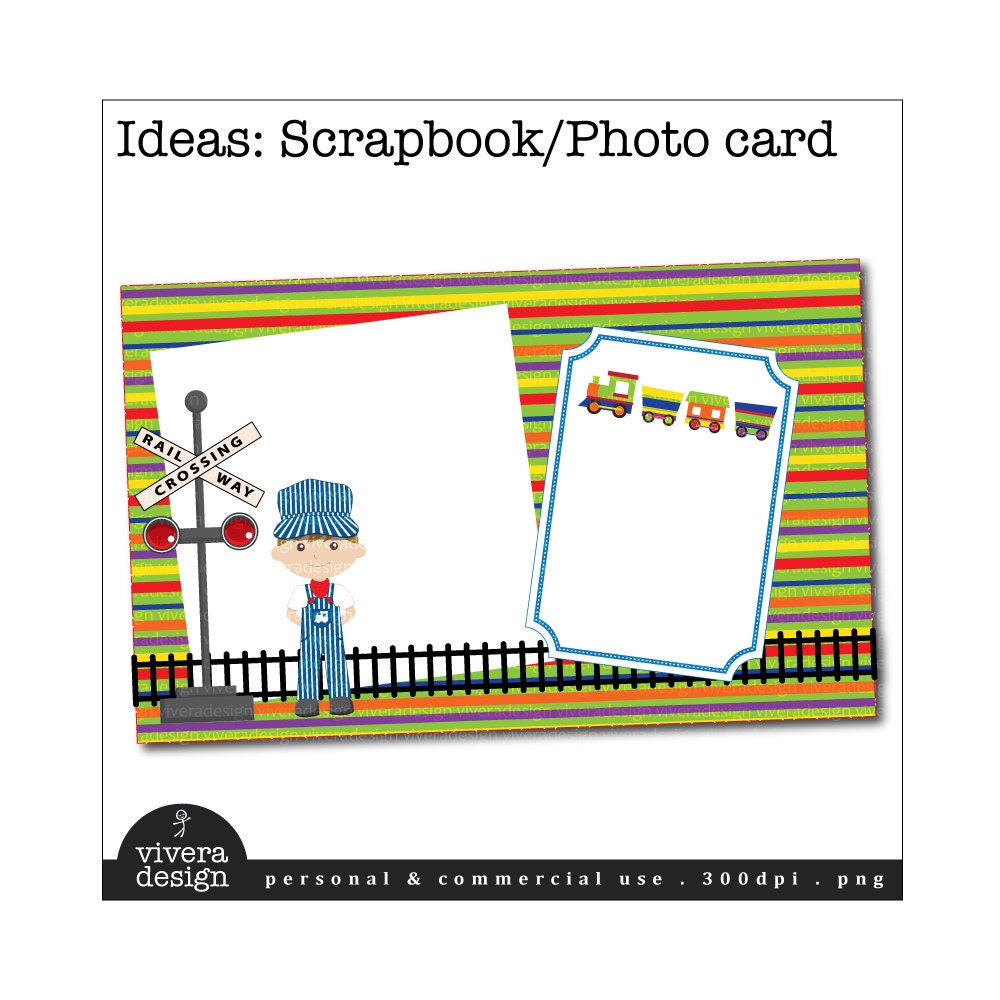 All Aboard the Party Train Clip Art in Blue and Red and