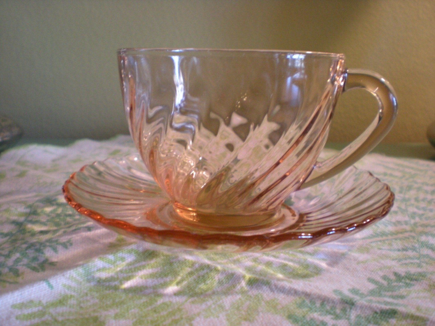 Vintage Glass Pink Tea Cups And Saucers Arcoroc Set By Retromadame
