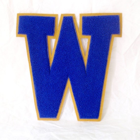 Wool Varsity Letter W Blue and Yellow