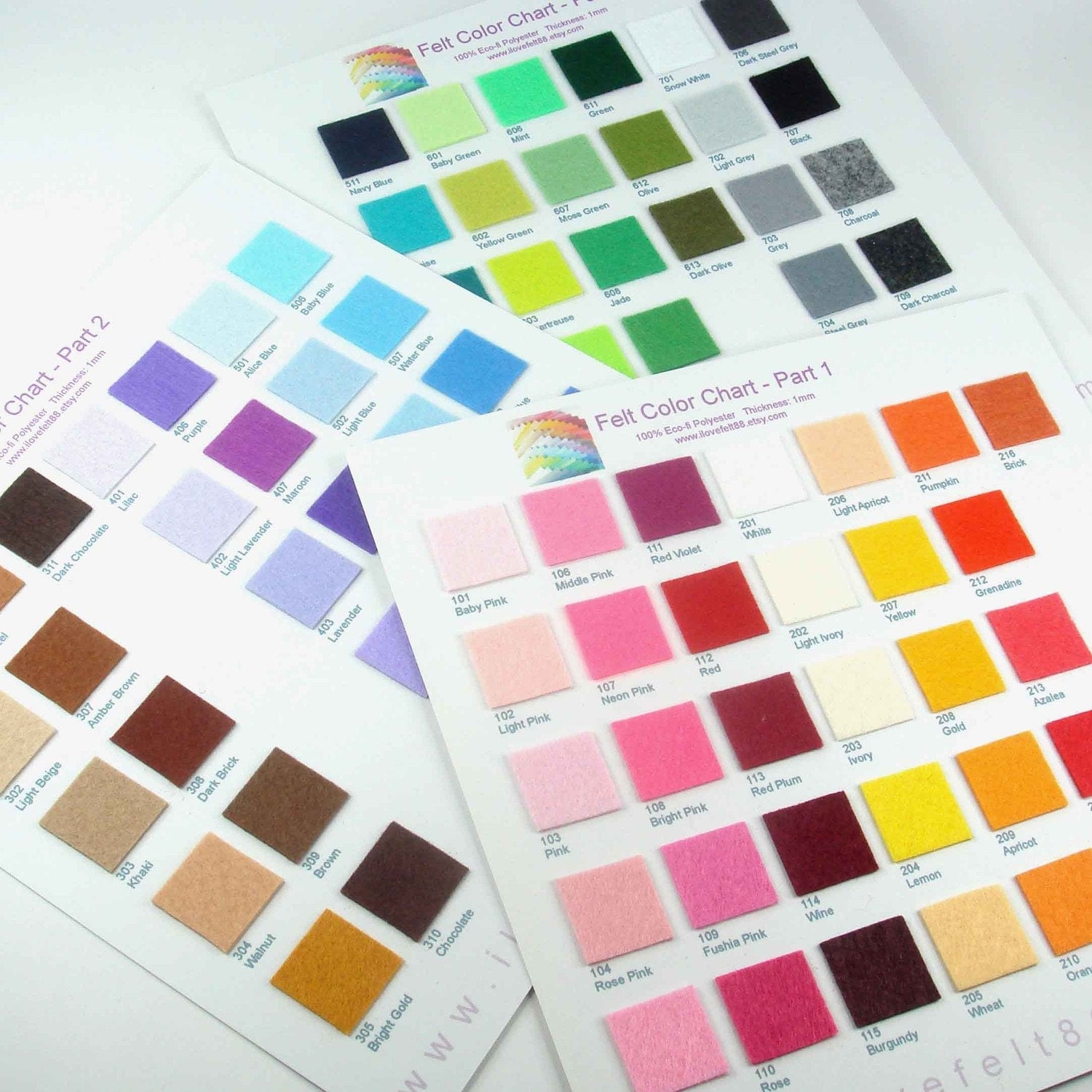 Plain Felt Color Chart