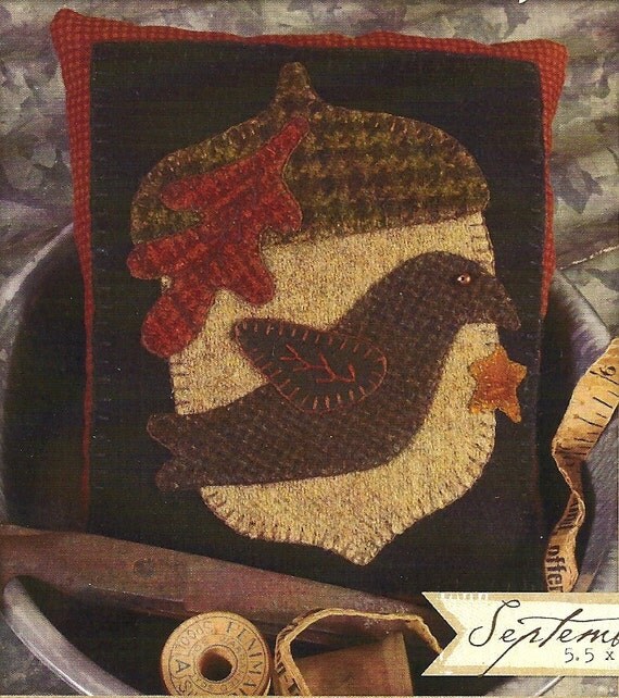Primitive Folk Art Wool Applique Pattern: by PrimFolkArtShop
