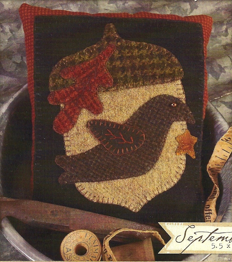 Primitive Folk Art Wool Applique Pattern: by PrimFolkArtShop
