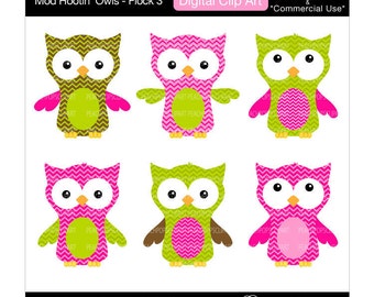 chevron owl clip art digital clipart chevron pattern - Mod Hootin Owls ...
