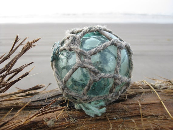 Japanese Glass Fishing Float Original Multi-Colored Net